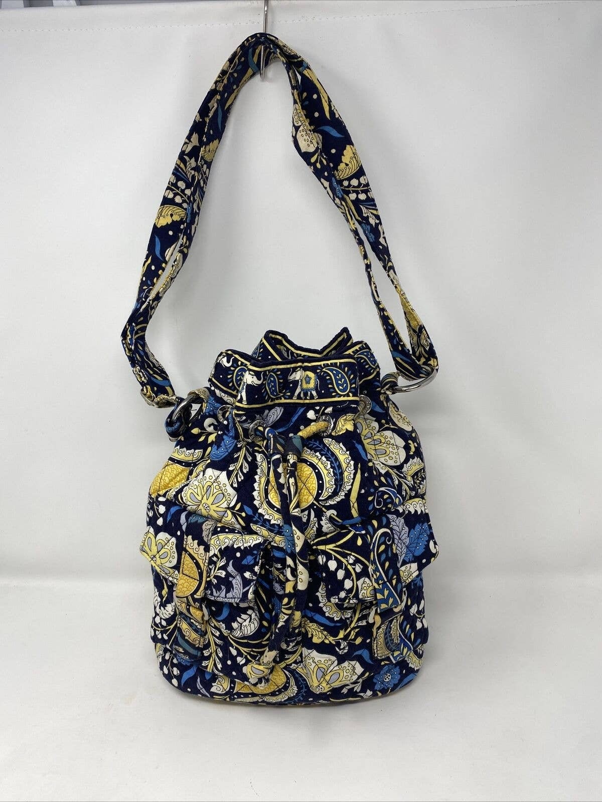 Vera Bradley "ellie Blue" Quick Draw Drawstring Tote Crossbody Bag and ...