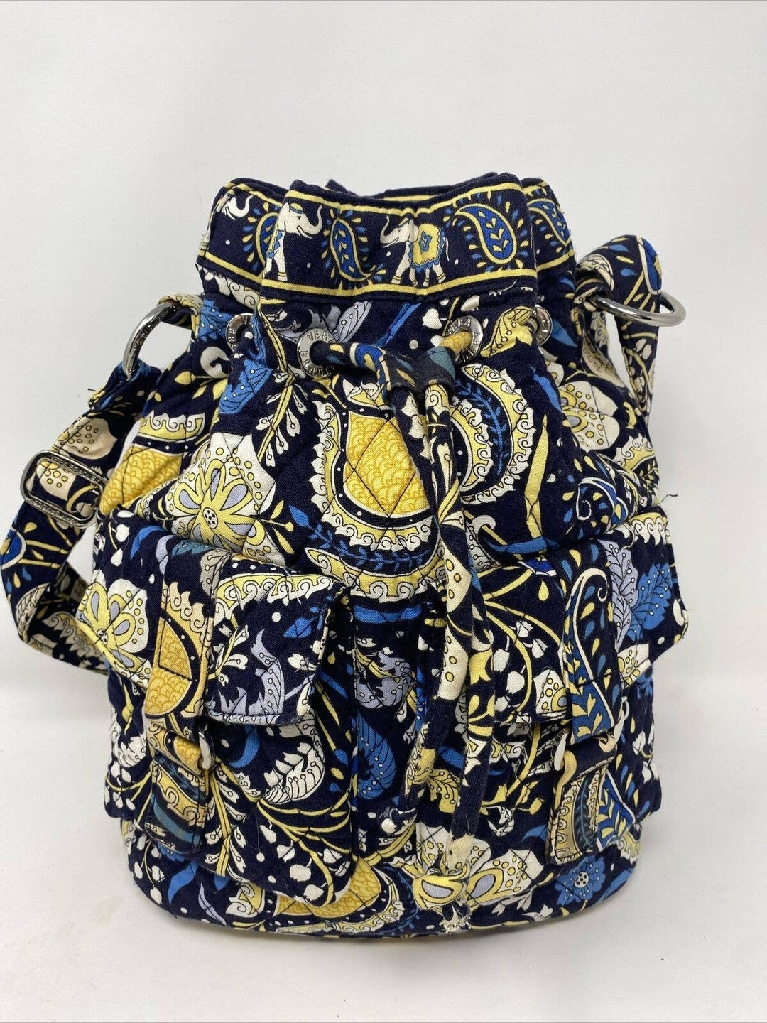 Vera Bradley "ellie Blue" Quick Draw Drawstring Tote Crossbody Bag and ...