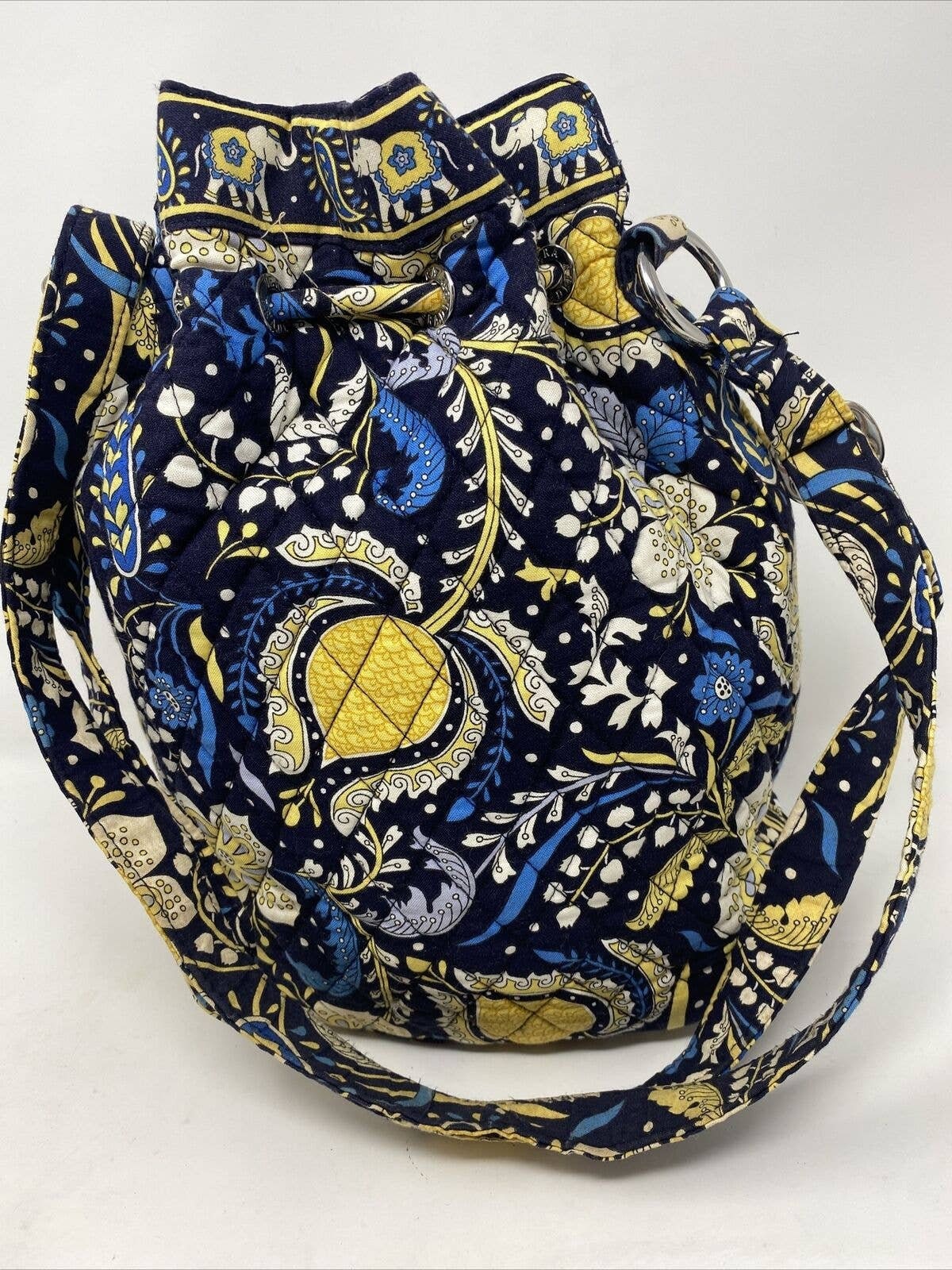 Vera Bradley "ellie Blue" Quick Draw Drawstring Tote Crossbody Bag and ...