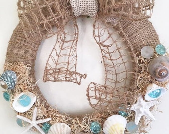 Seashell Door Wreath, Coastal Door Wreath, Seashore Door Wreath ...