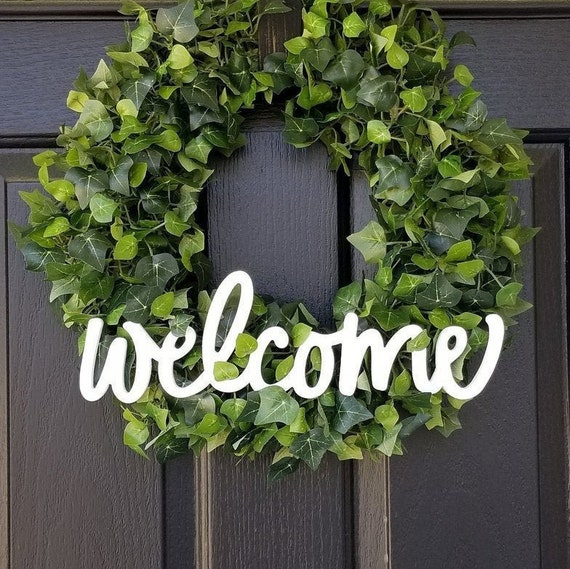 Ivy Welcome wreath Farmhouse welcome Modern house décor | Etsy