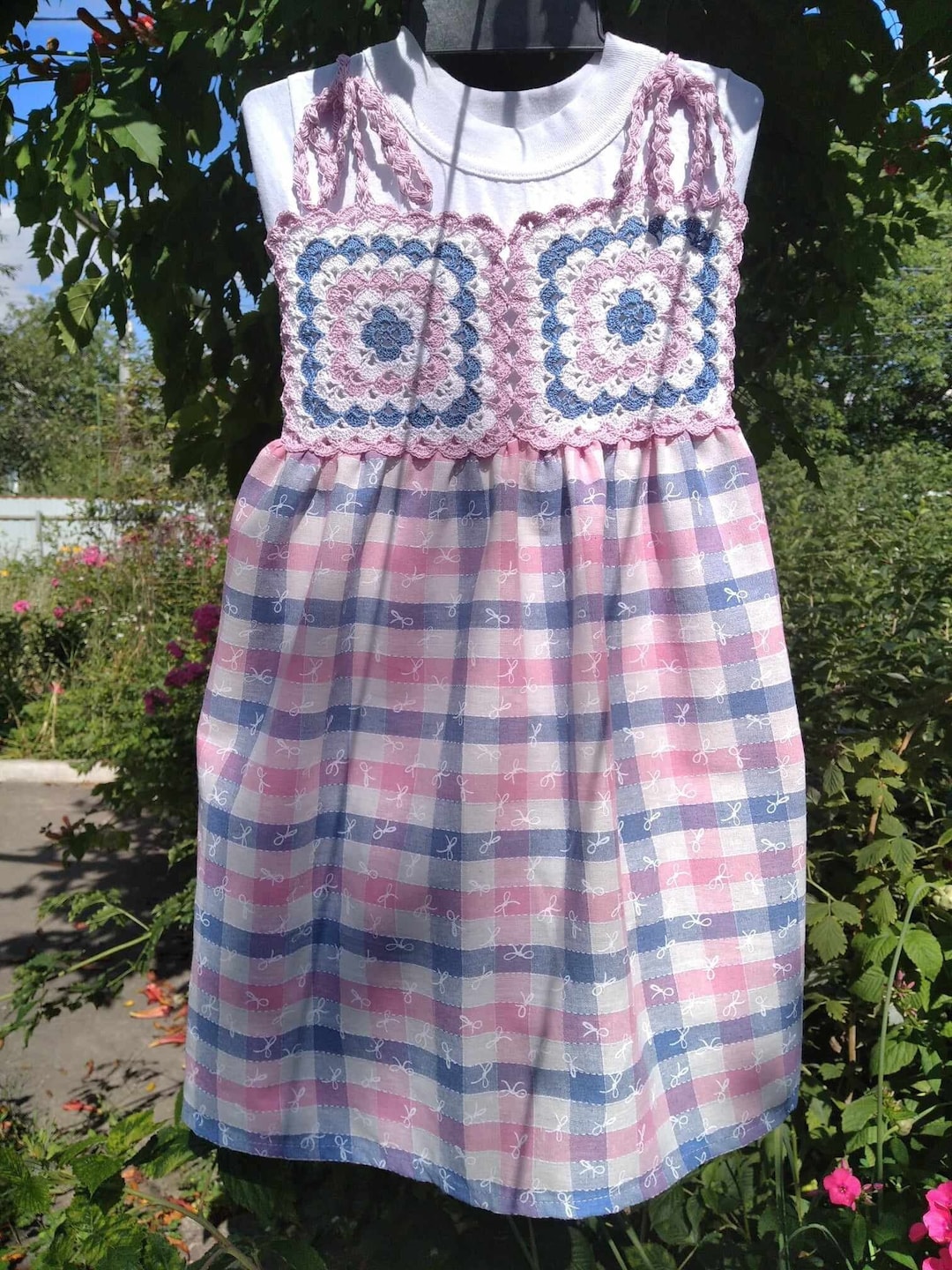 Summer Plaid Dress for Girls Crochet - Etsy
