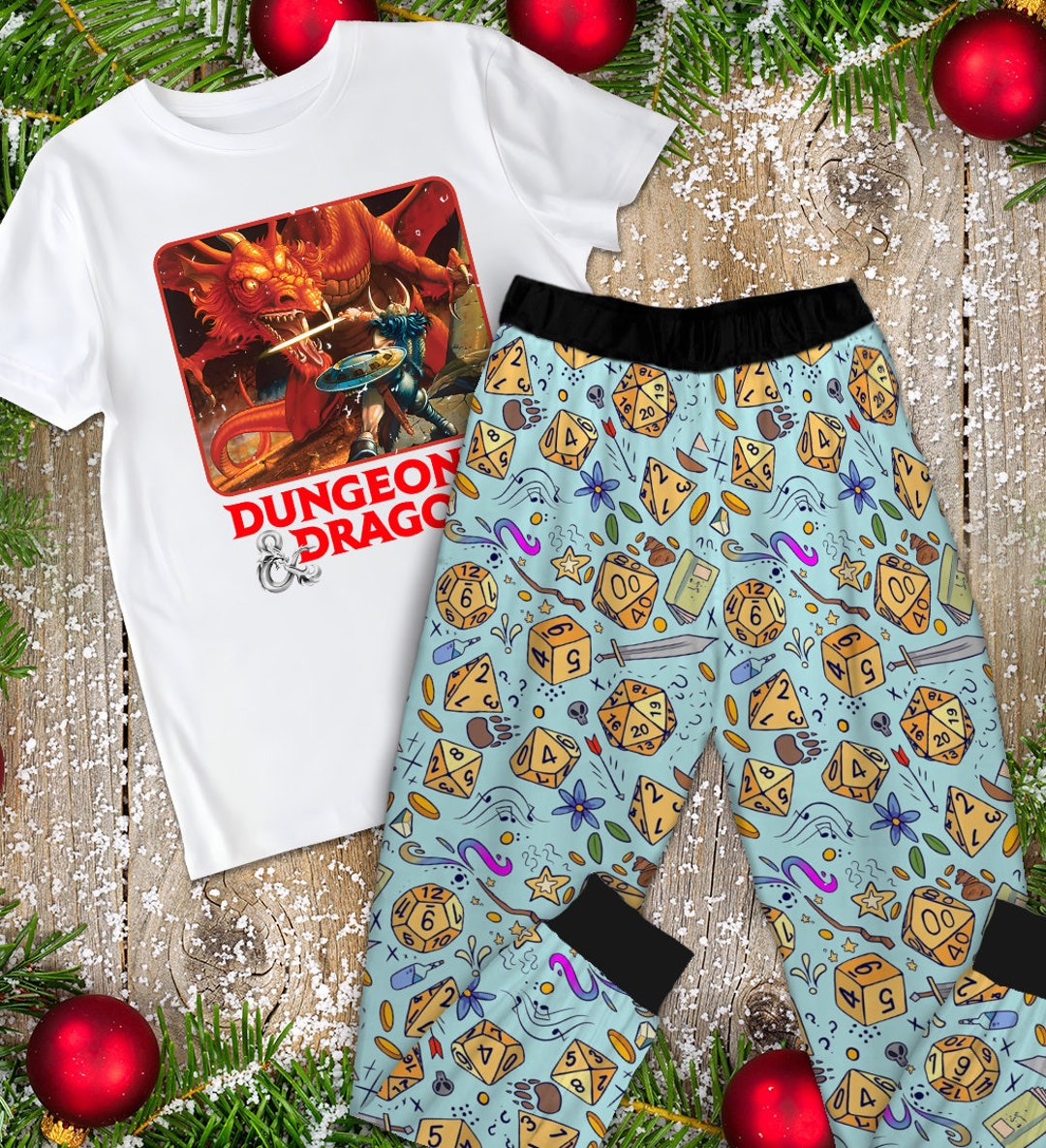 Dnd Christmas Pajamas Set Dnd Holiday Pajamas Set Dnd - Etsy