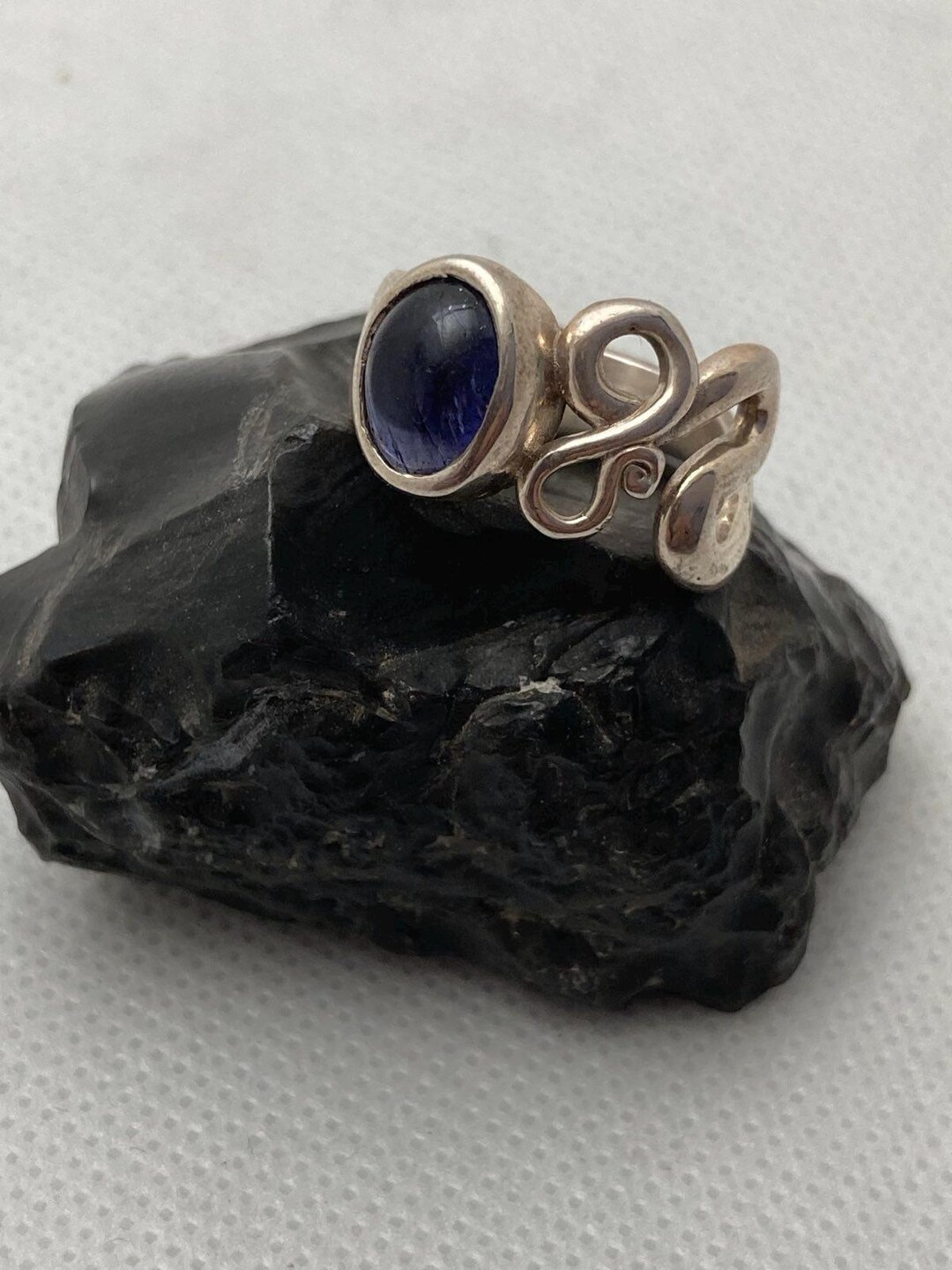 Oval Iolite Ring, Handmade Sterling Silver Band - Etsy