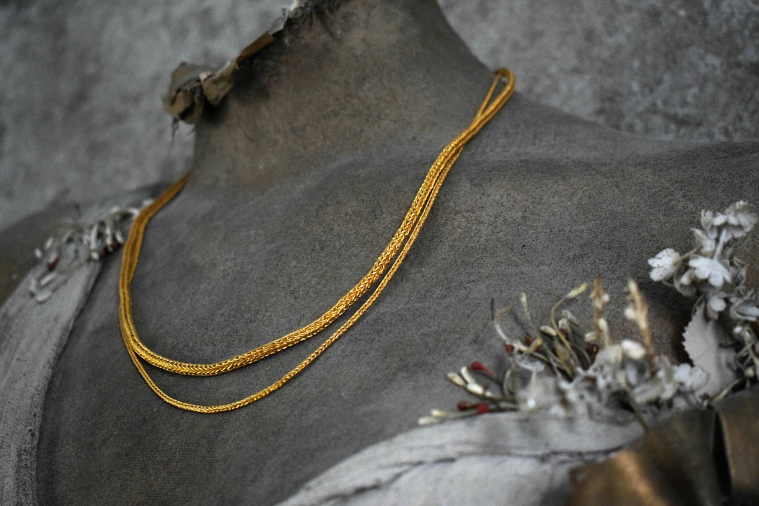 Handmade 22k Gold Foxtail Chain: Fine Greek Wheat Necklace - Etsy