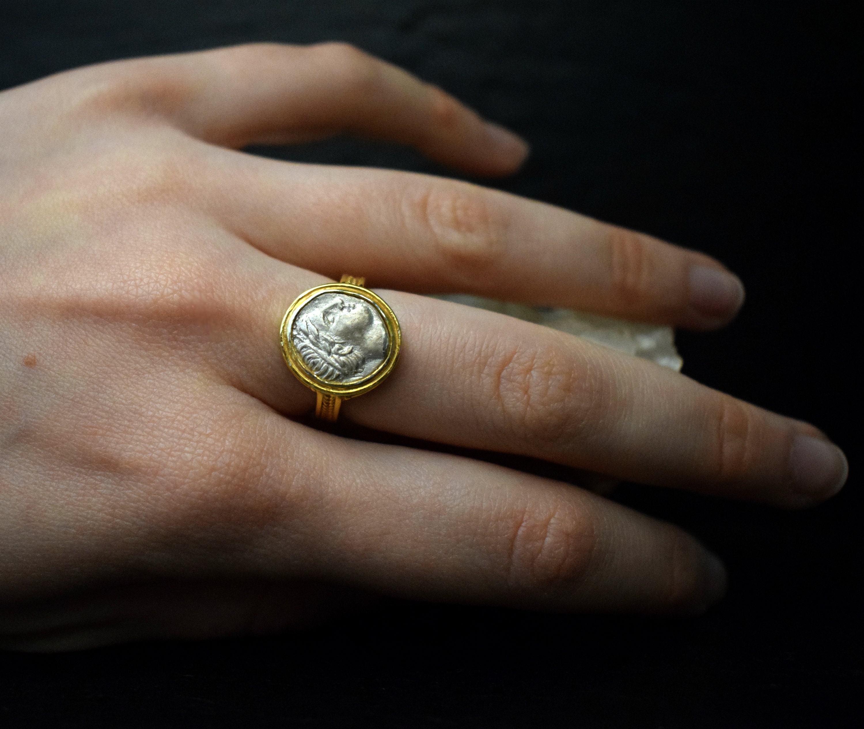 Apollo Ring Coin Ring Greek God Ring Antique Coin Rings Gold - Etsy Canada