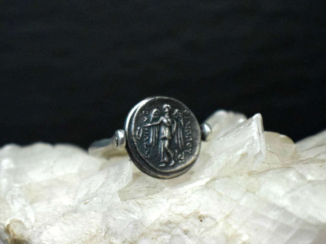 Greek Coin Ring, WINGED VICTORY, Signet Coin Rig, Samothrace Winged ...