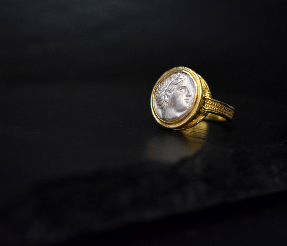 Apollo Ring Coin Ring Greek God Ring Antique Coin Rings Gold - Etsy Canada