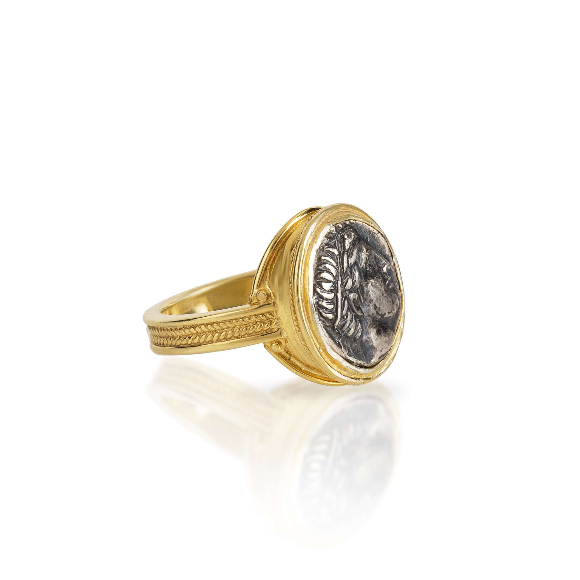 Apollo Ring Coin Ring Greek God Ring Antique Coin Rings Gold Rings Signet Rings Mens Jewelry ...
