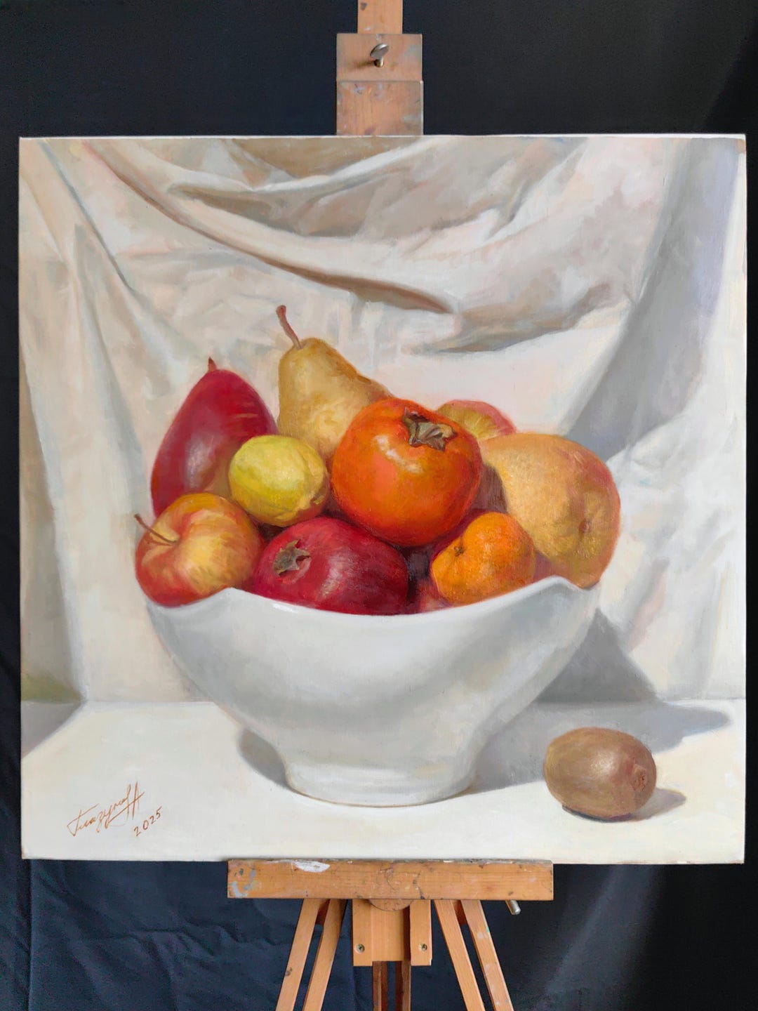 Still Life Painting Fruit Bowl Art, Original Realistic Fruits Kitchen ...