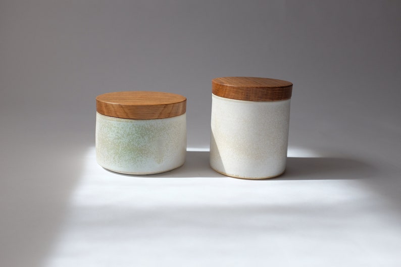 Handmade Pottery Canister Rustic White Pottery Pottery Salt and Sugar ...