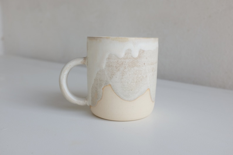 Handmade Stoneware Coffee Mug, White & Honey Glaze, Modern Pottery - Etsy