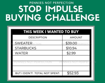 Stop Impulse Buying Printable Checklist, Impulsive Spending, Purchase ...