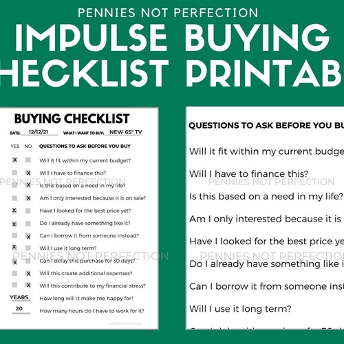 Impulse Spending Purchase Decision Checklist Stop Impulse - Etsy