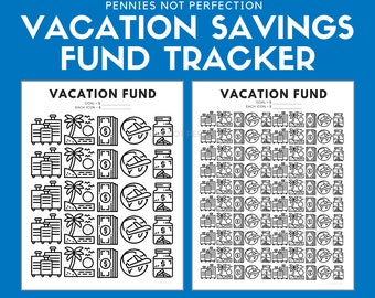 Vacation Fund Savings Tracker Printable | Beach Vacation Savings ...