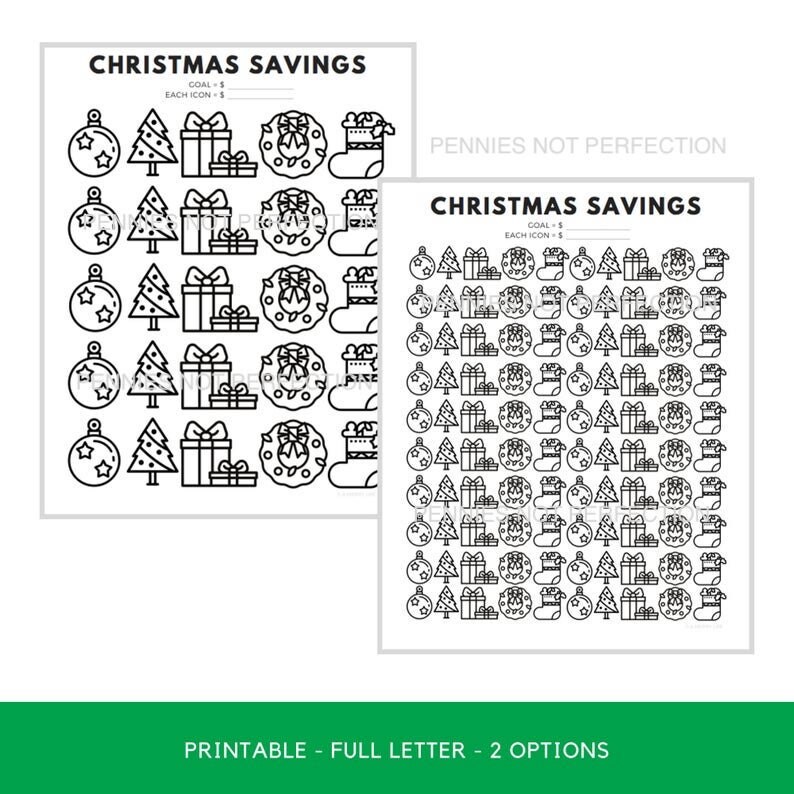 Christmas Savings Tracker Printable | Savings Coloring Chart - Etsy