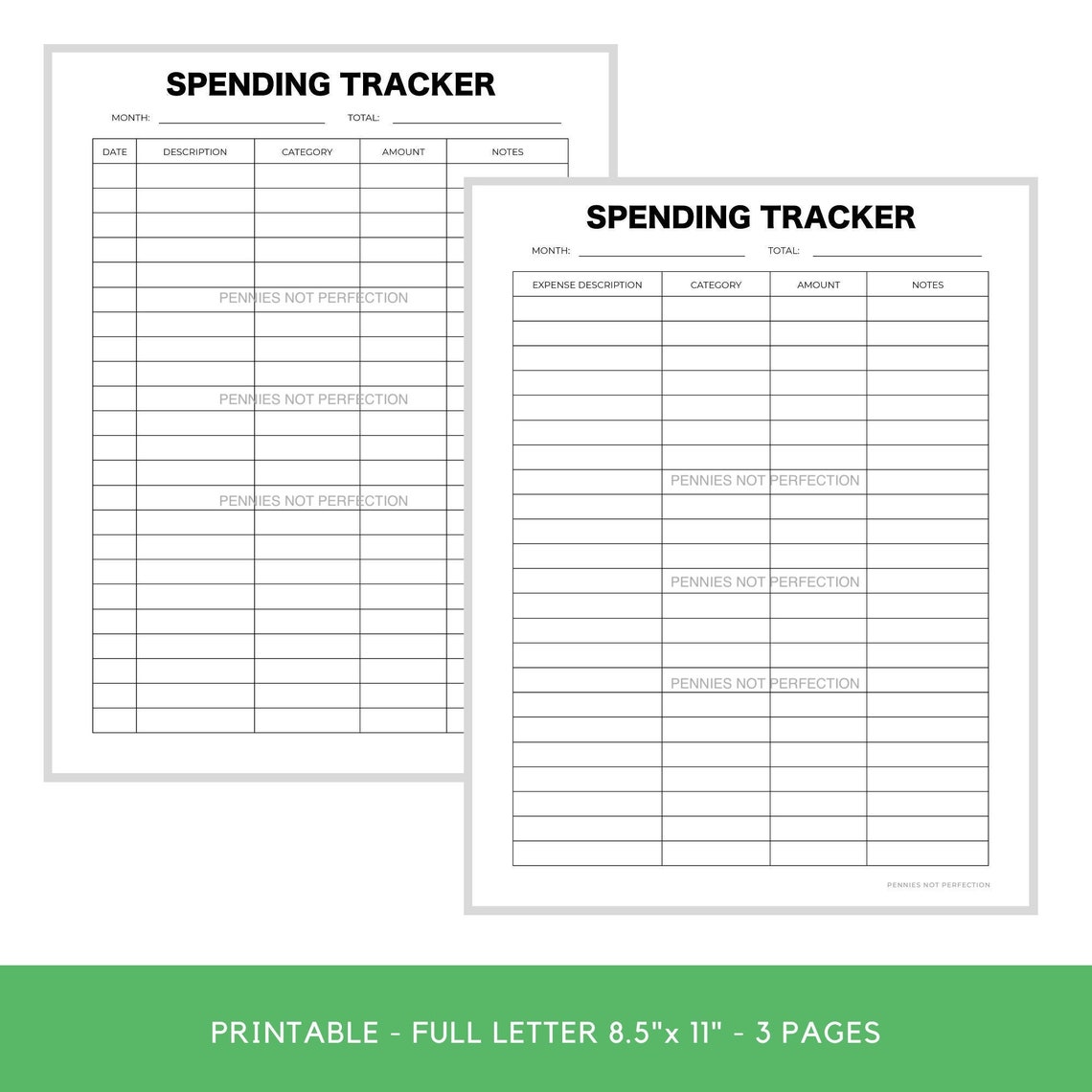 Spending Tracker Printable | Transaction Log, Budgeting (PDF) - Etsy
