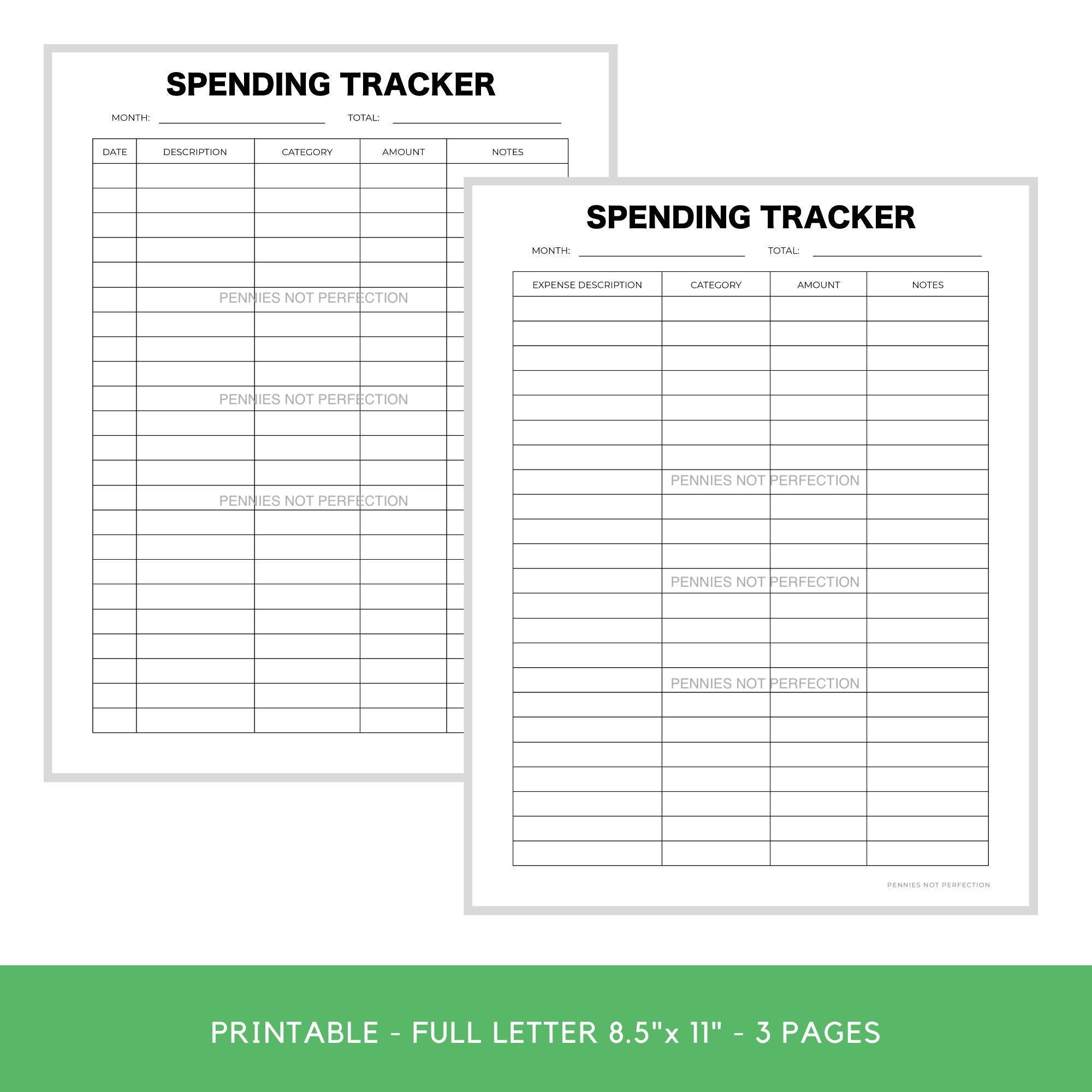 Spending Tracker Printable | Transaction Log Spending Tracker Page ...