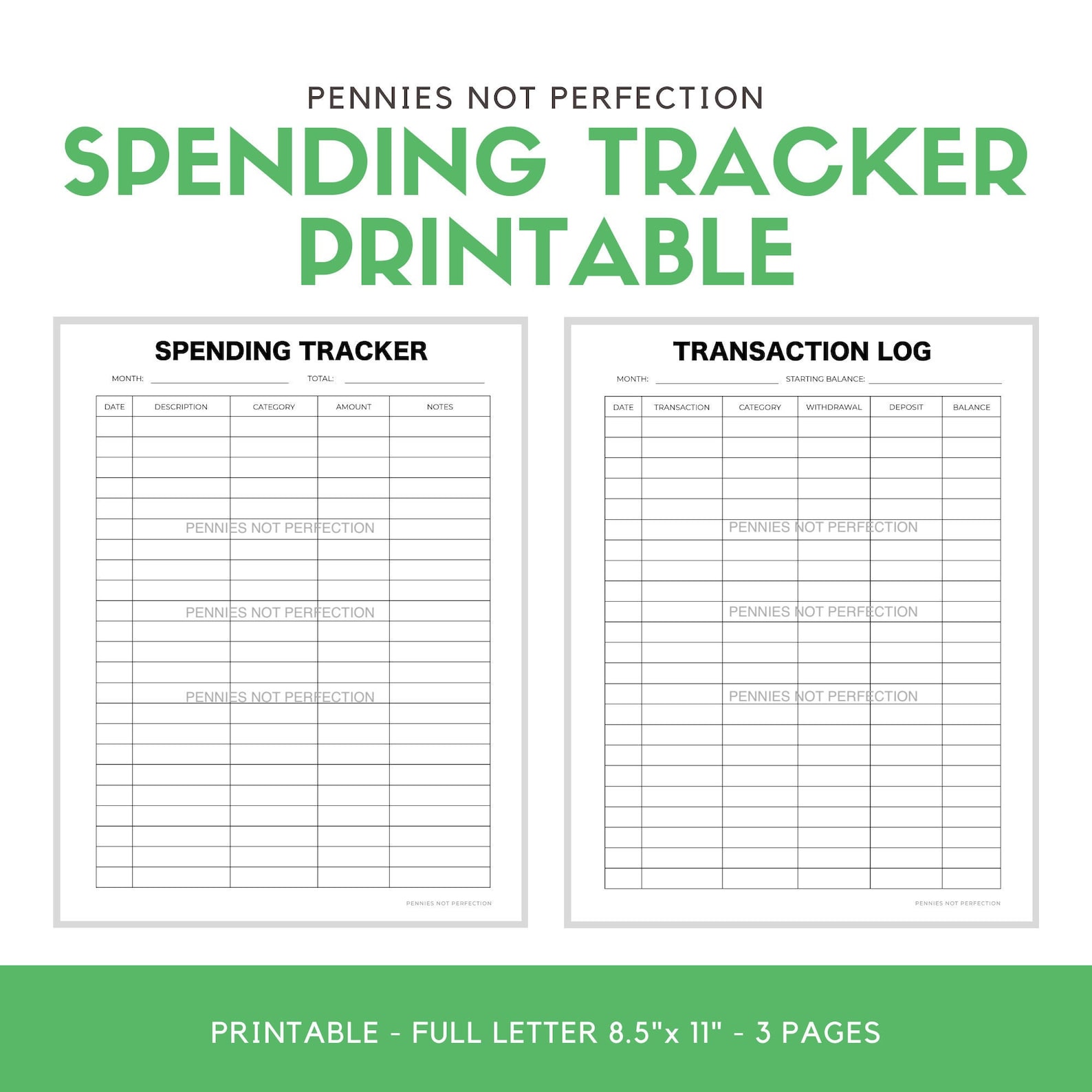 Spending Tracker Printable | Transaction Log Spending Tracker Page ...