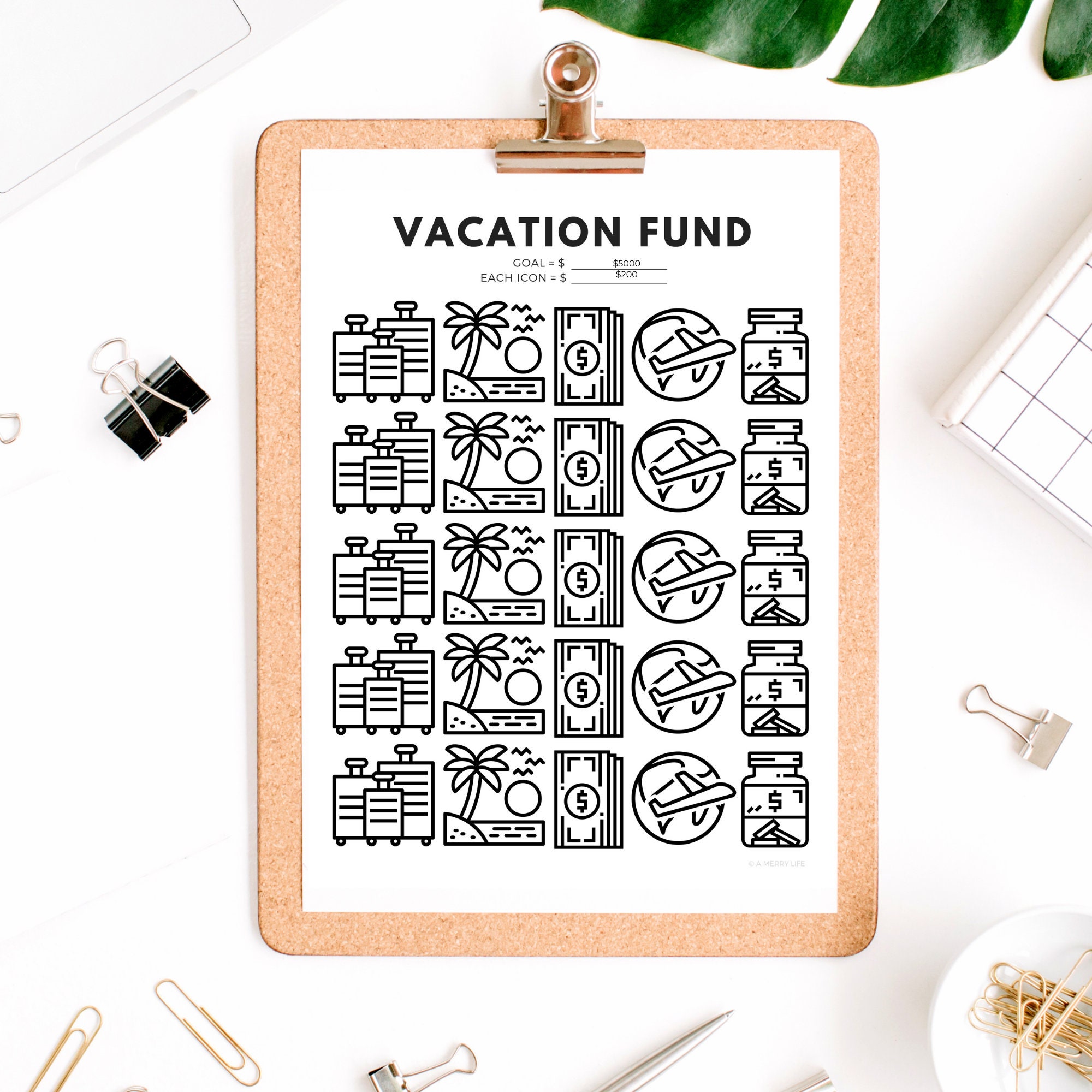 Vacation Fund Savings Tracker Printable | Vacation Savings Tracker ...