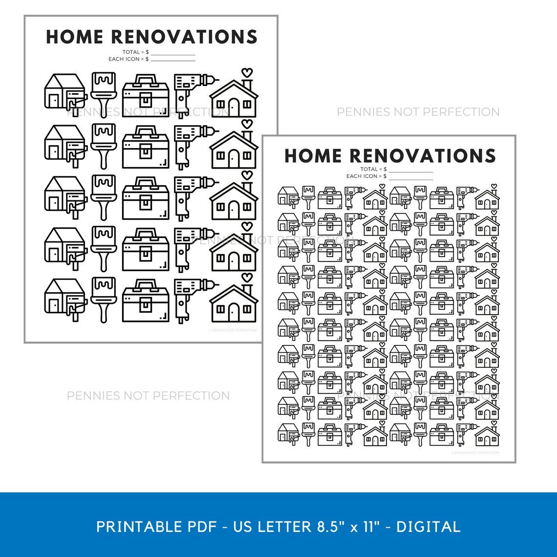 Home Renovations Savings Goal Tracker | Home Reno Savings Tracker - Etsy