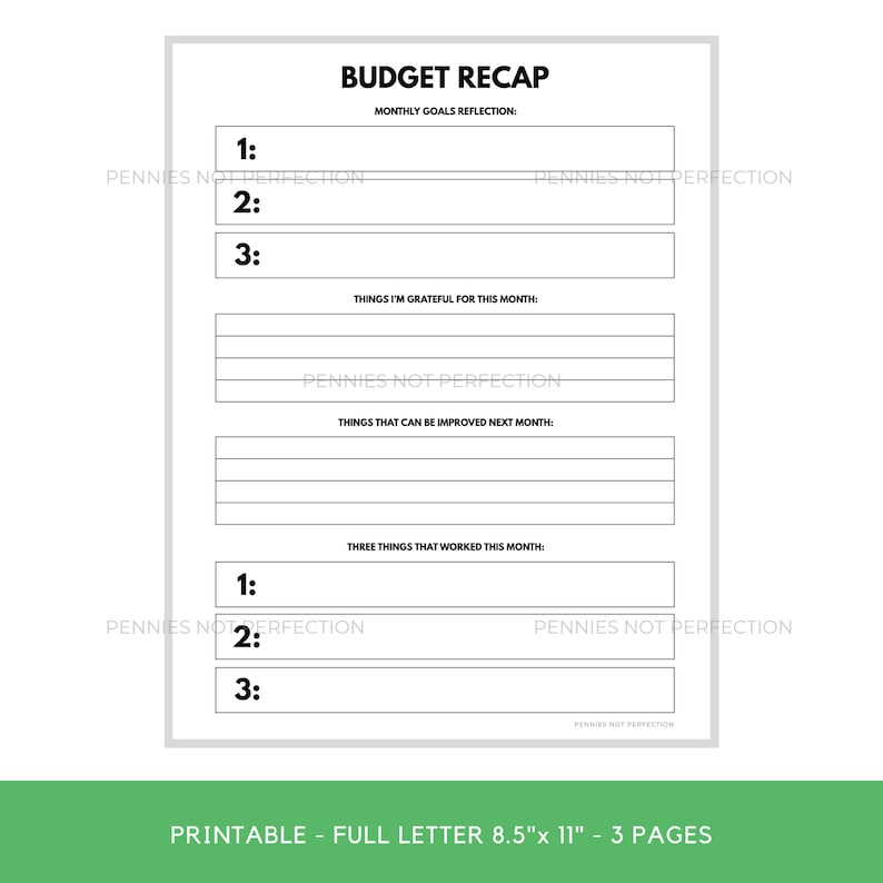Monthly Budget Pre-plan & Recap Worksheets | Monthly Budgeting ...