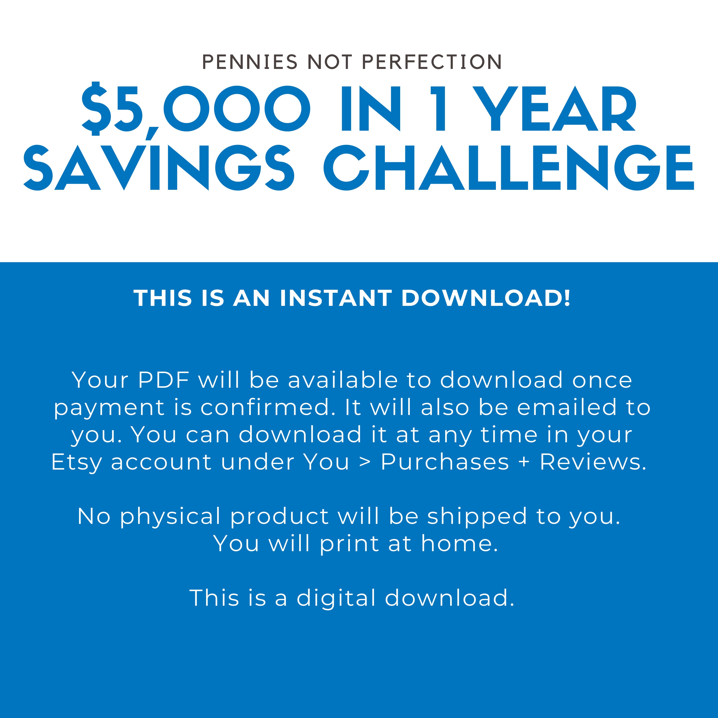 Money Saving Challenge, Save 5,000 Dollars in One Year, 5,000 Dollar ...