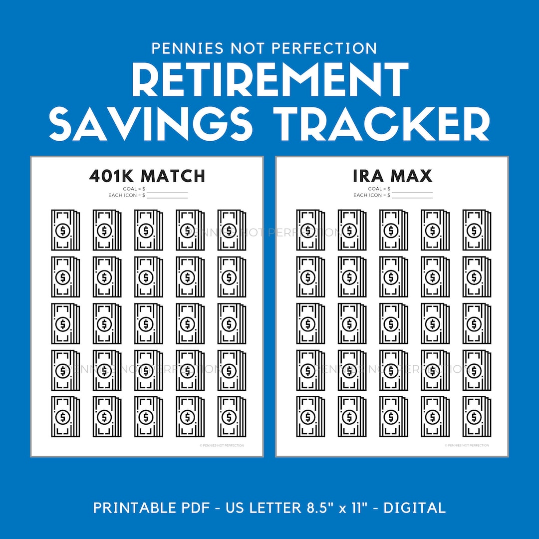 Retirement Savings Tracker Printables | 401K, Roth IRA (PDF) - Etsy