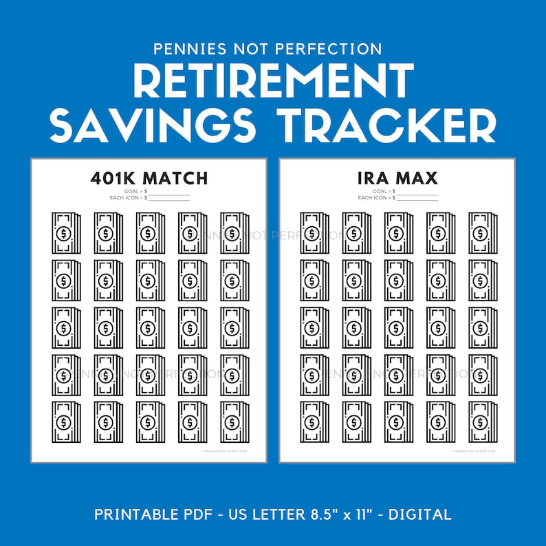 Retirement Savings Tracker Printables Bundle | 401K Roth IRA Retirement ...