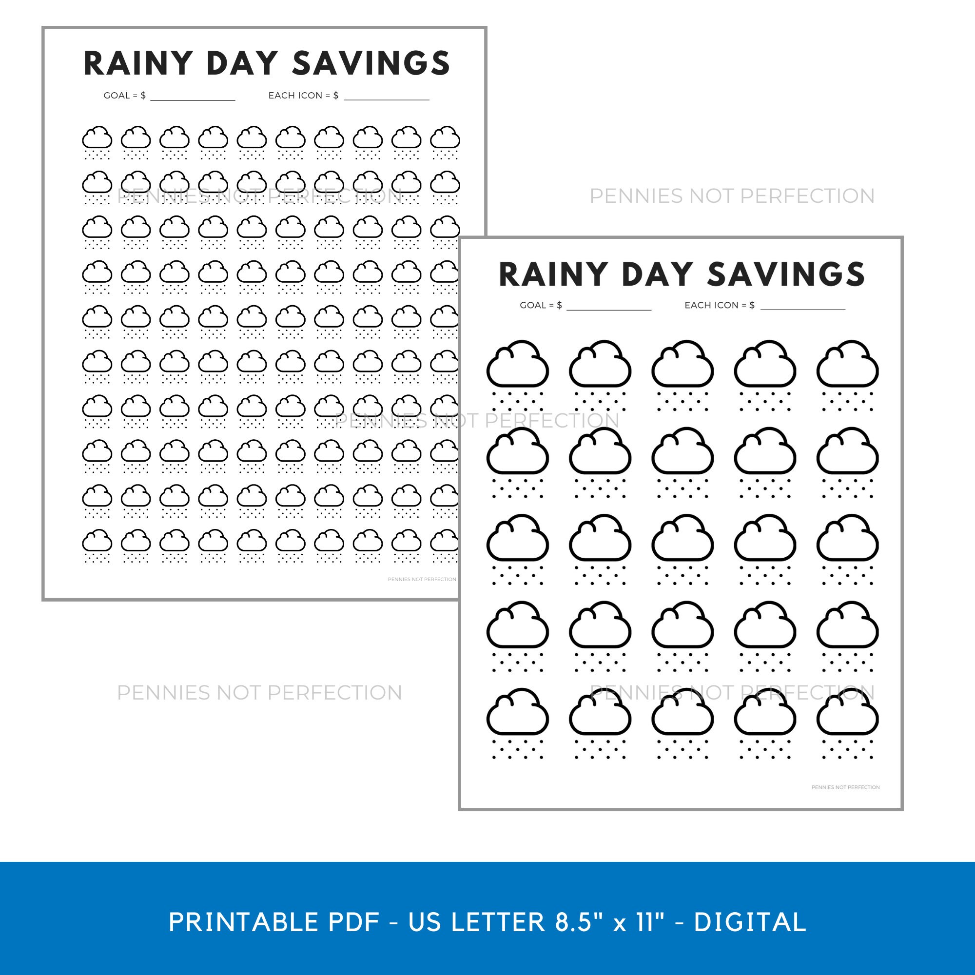 Rainy Day Savings Tracker Printable | Emergency Fund Planner (PDF) - Etsy