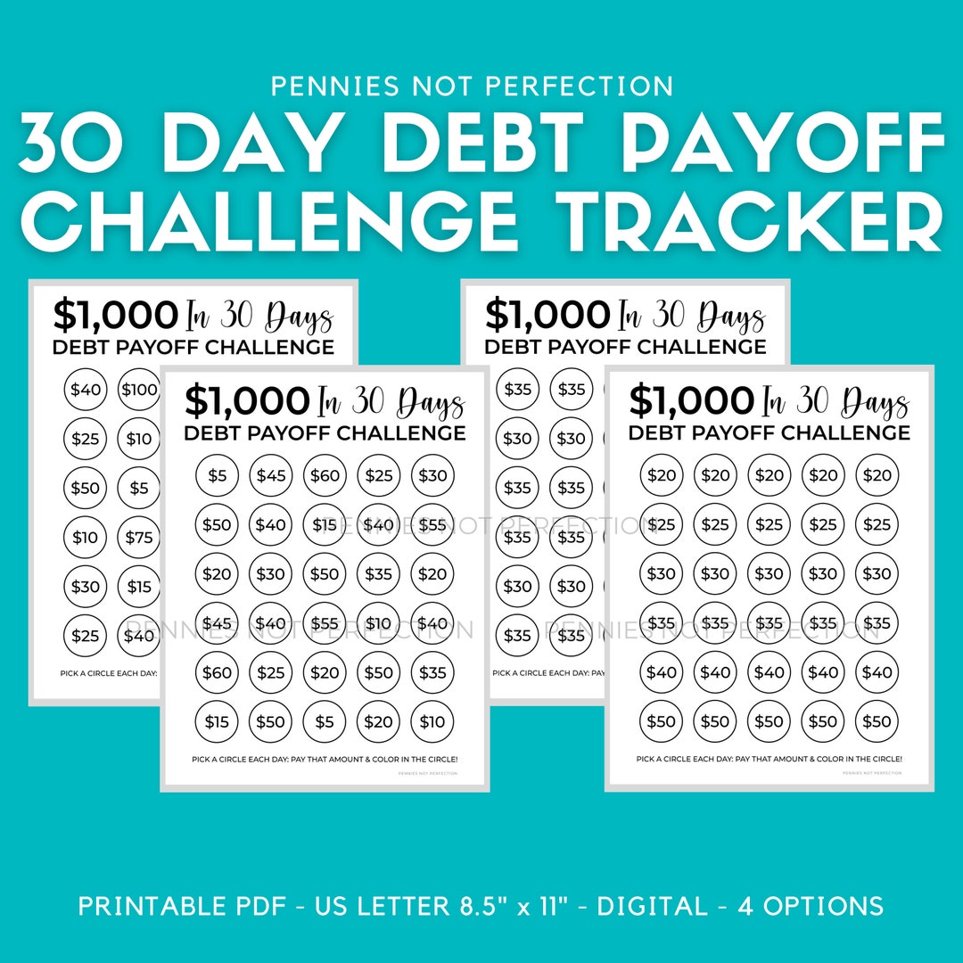 1000 Dollar Debt Payoff Challenge Tracker | Printable PDF - Etsy