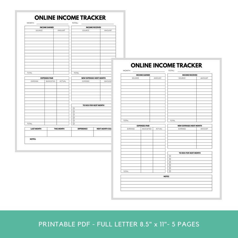 Online Income & Expenses Tracker Printable PDF - Etsy