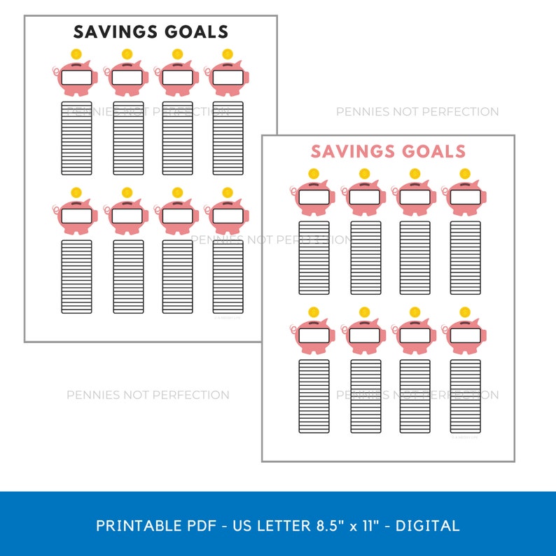 Piggy Bank Savings Goal Tracker | Printable PDF - Etsy
