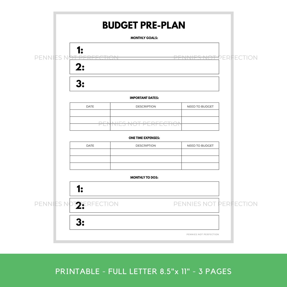 Monthly Budget Pre-plan & Recap Worksheets | Monthly Budgeting ...