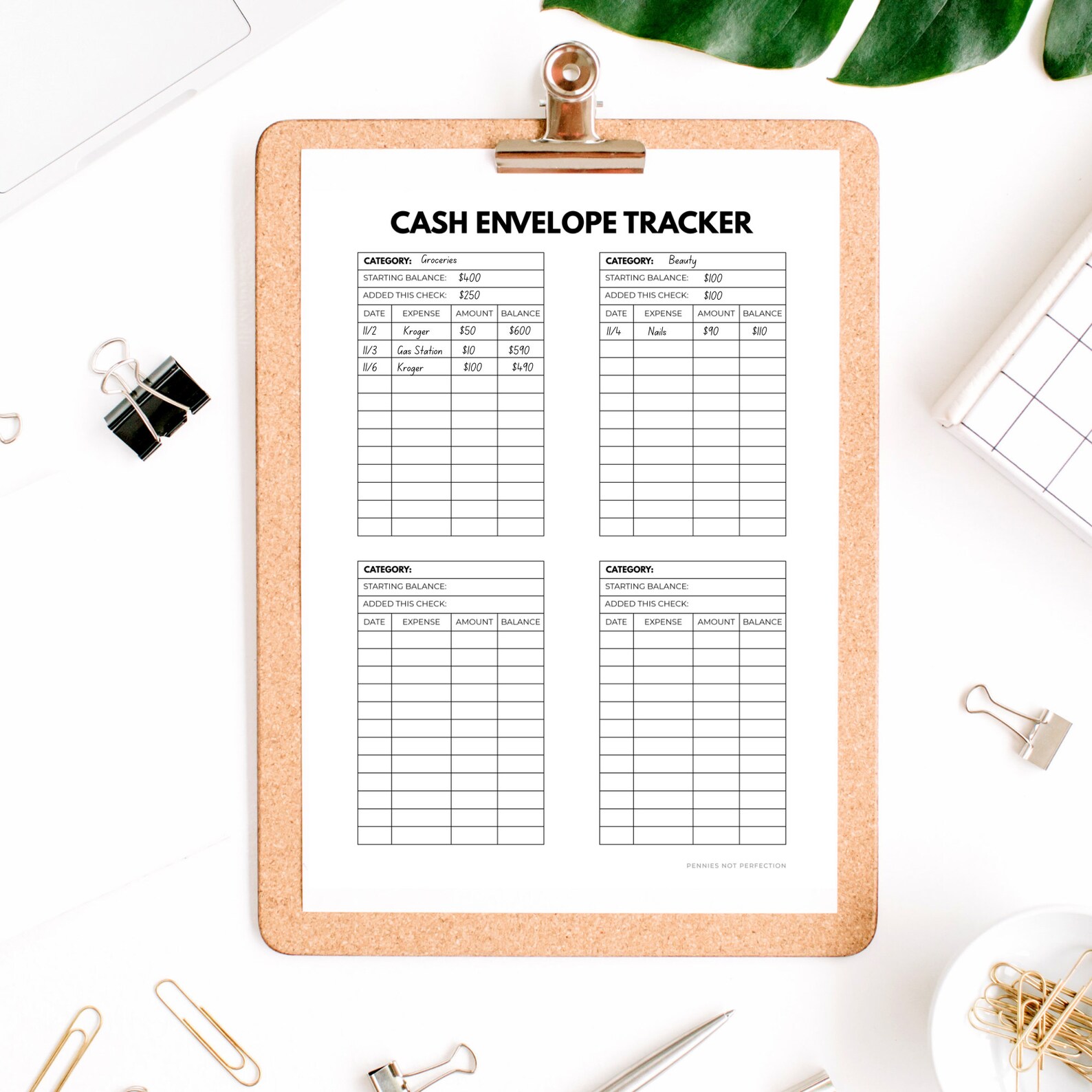 Printable Cash Envelope Expense Tracker (US Letter PDF) - Etsy