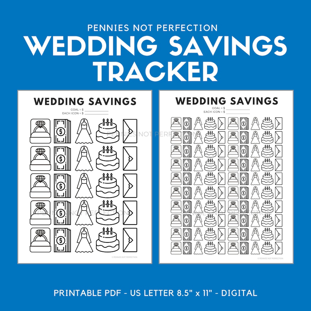 Wedding Savings Goal Tracker | Printable Savings Chart (PDF) - Etsy