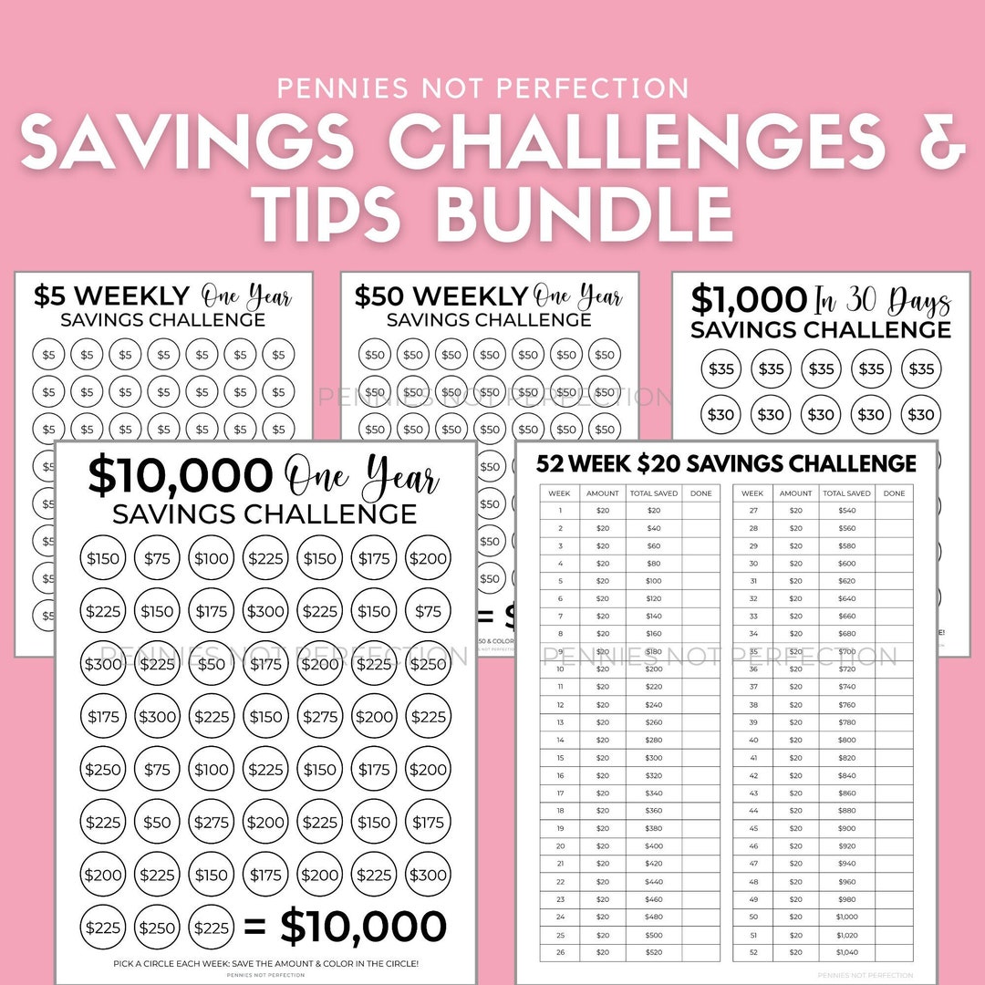 Saving Tracker Bundle + 80 Savings Tips, Money Saving Challenge ...