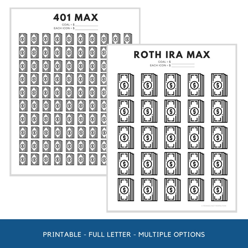 Retirement Savings Tracker Printables Bundle 401K Roth IRA | Etsy