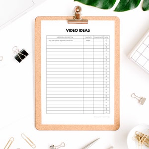 Youtube Video Ideas Planner | Video Series, Content Checklist (digital ...