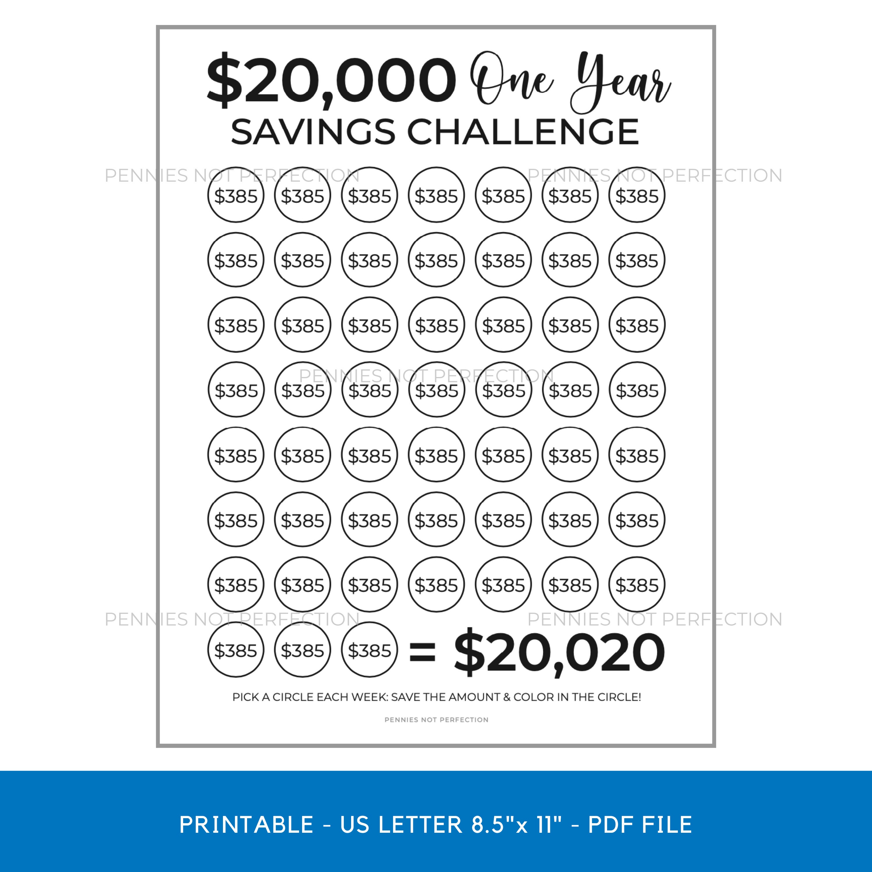 Save 20000 Dollars In One Year Money Saving Challenge 20K | Etsy Save 20000 Dollars In One Year Money Saving Challenge 20K | Etsy