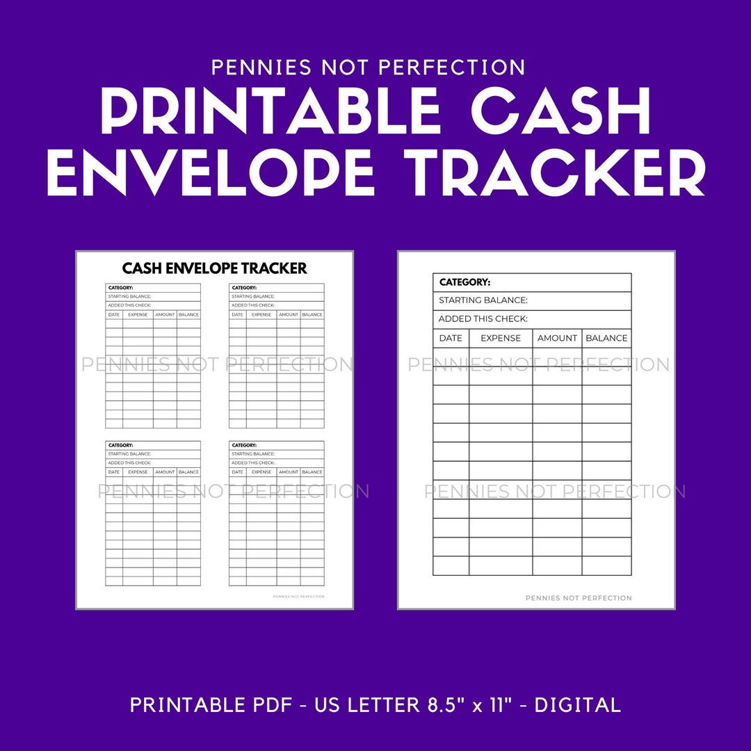 Printable Cash Envelope Expense Tracker (US Letter PDF) - Etsy
