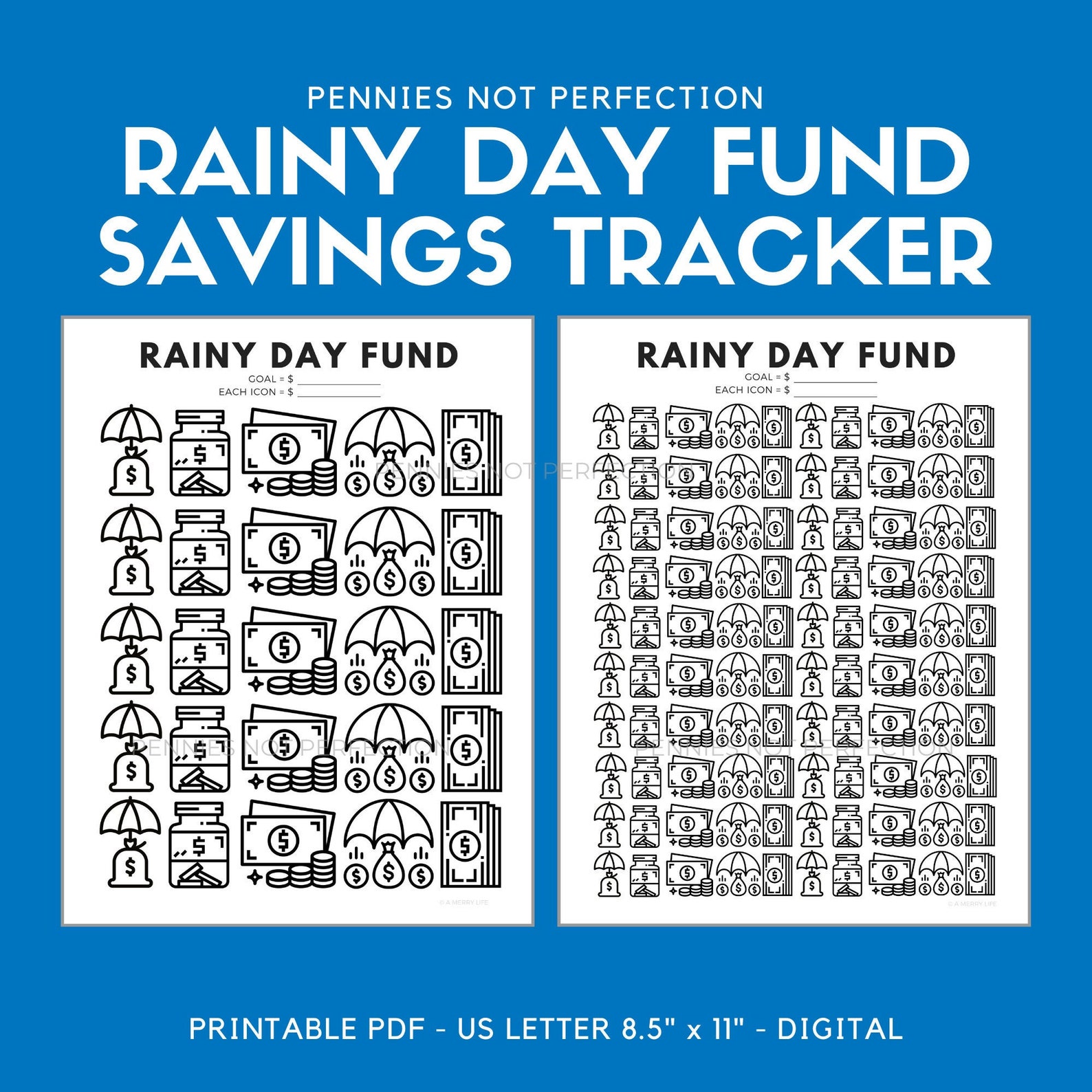 Rainy Day Fund Tracker | Savings Tracker | Savings Printable Chart - Etsy