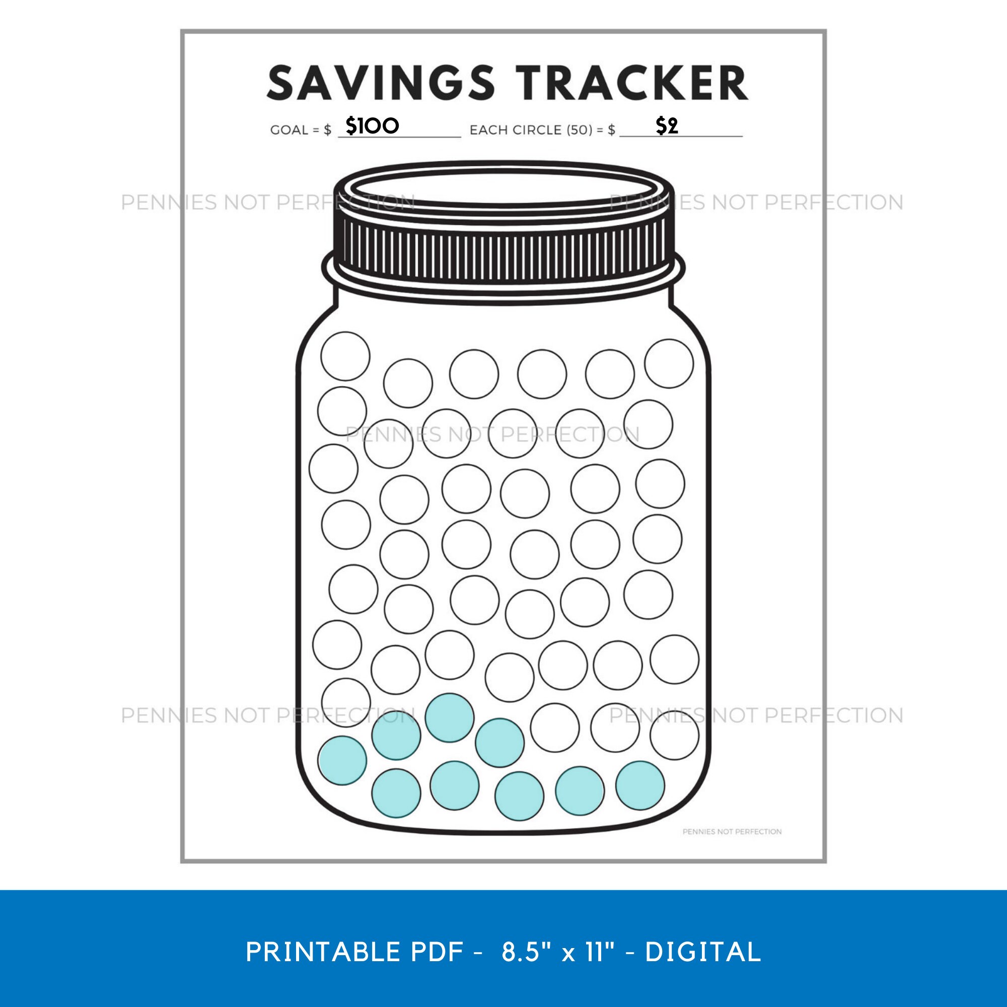 Savings Jar Printable, Savings Tracker Digital, Savings Jar Tracker - Etsy