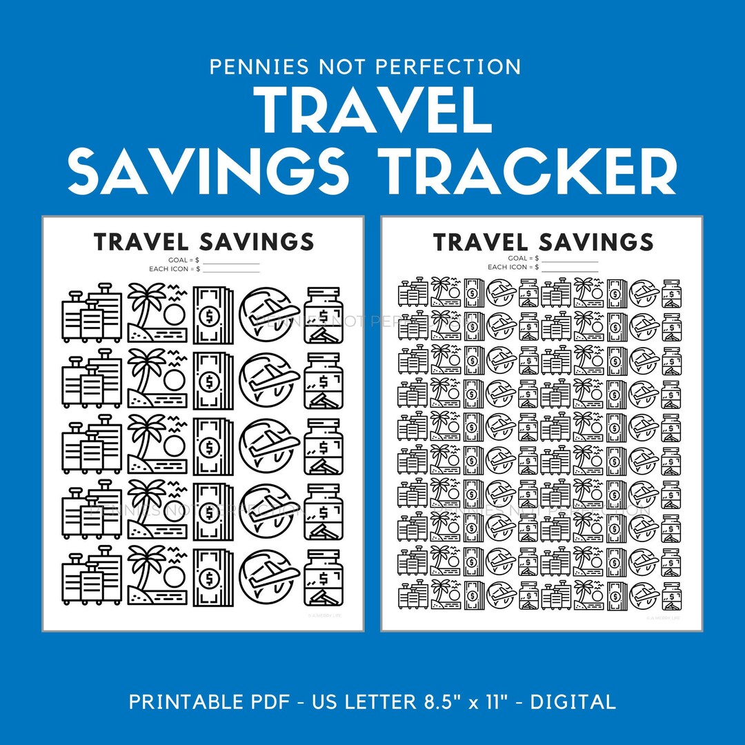 Travel Savings Goal Tracker Travel Fund Savings Tracker Printable PDF ...