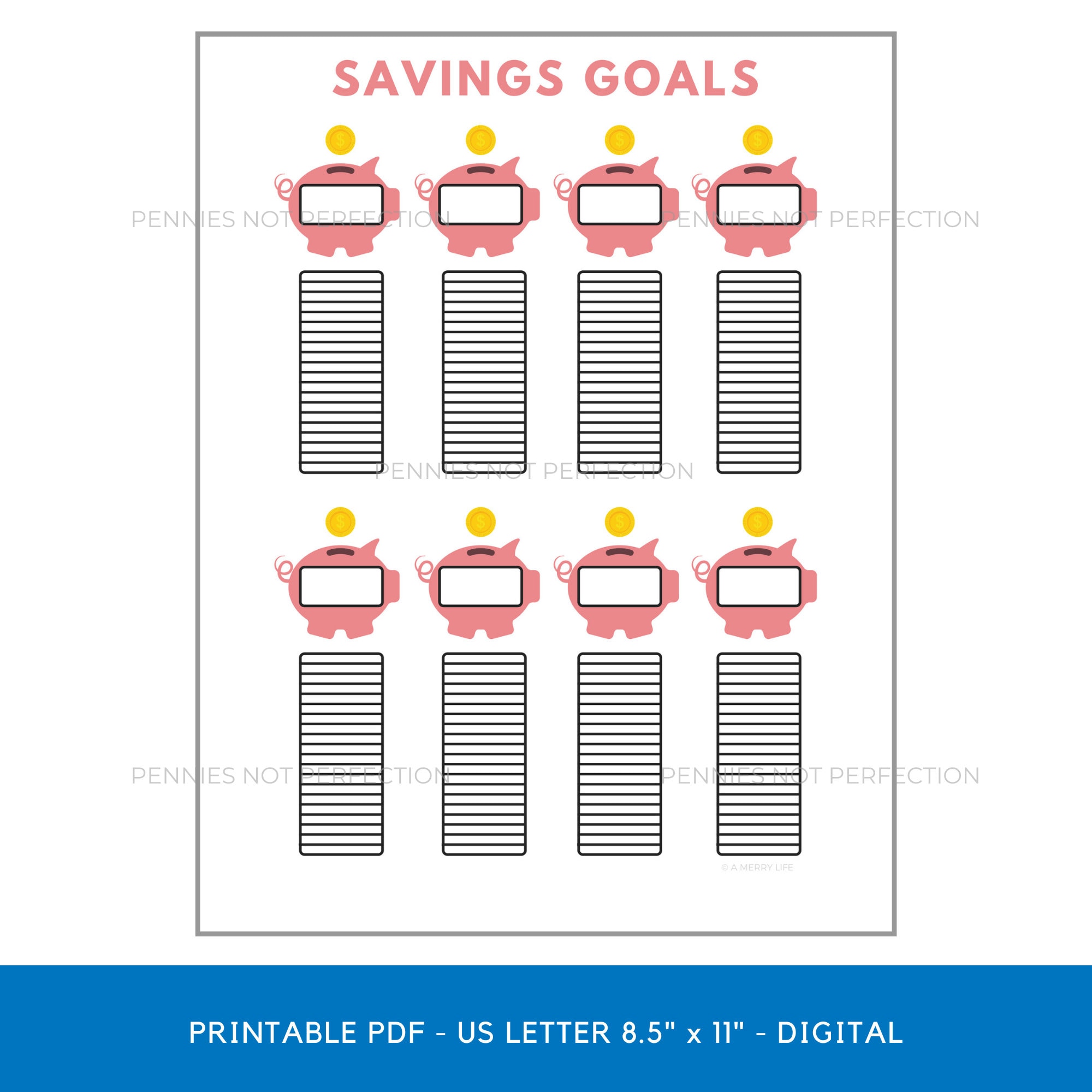 Savings Goals Tracker | Savings Tracker Printable - Etsy