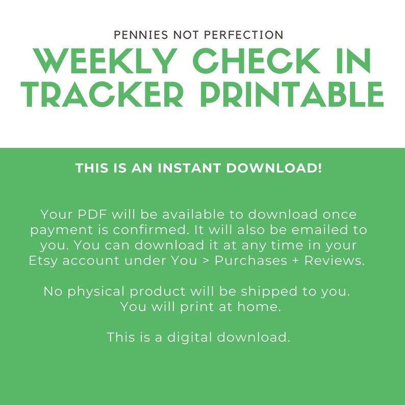 Weekly Spending Check in Printable | Budget Weekly Check in Page ...