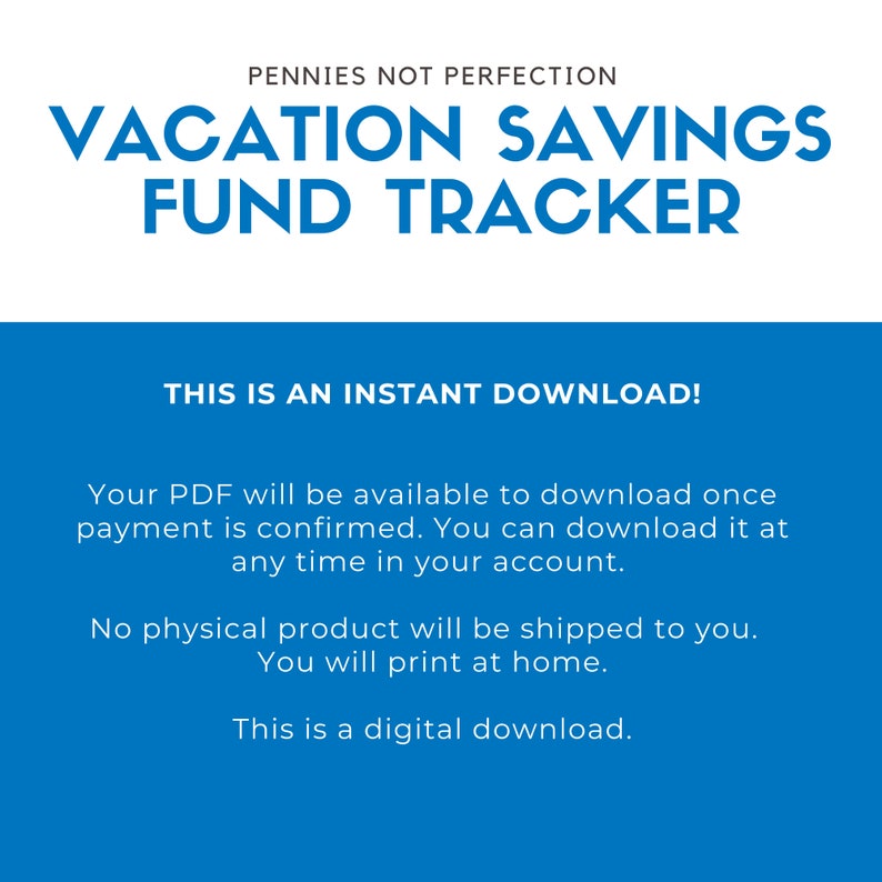 Vacation Fund Savings Tracker Printable | Vacation Savings Tracker ...