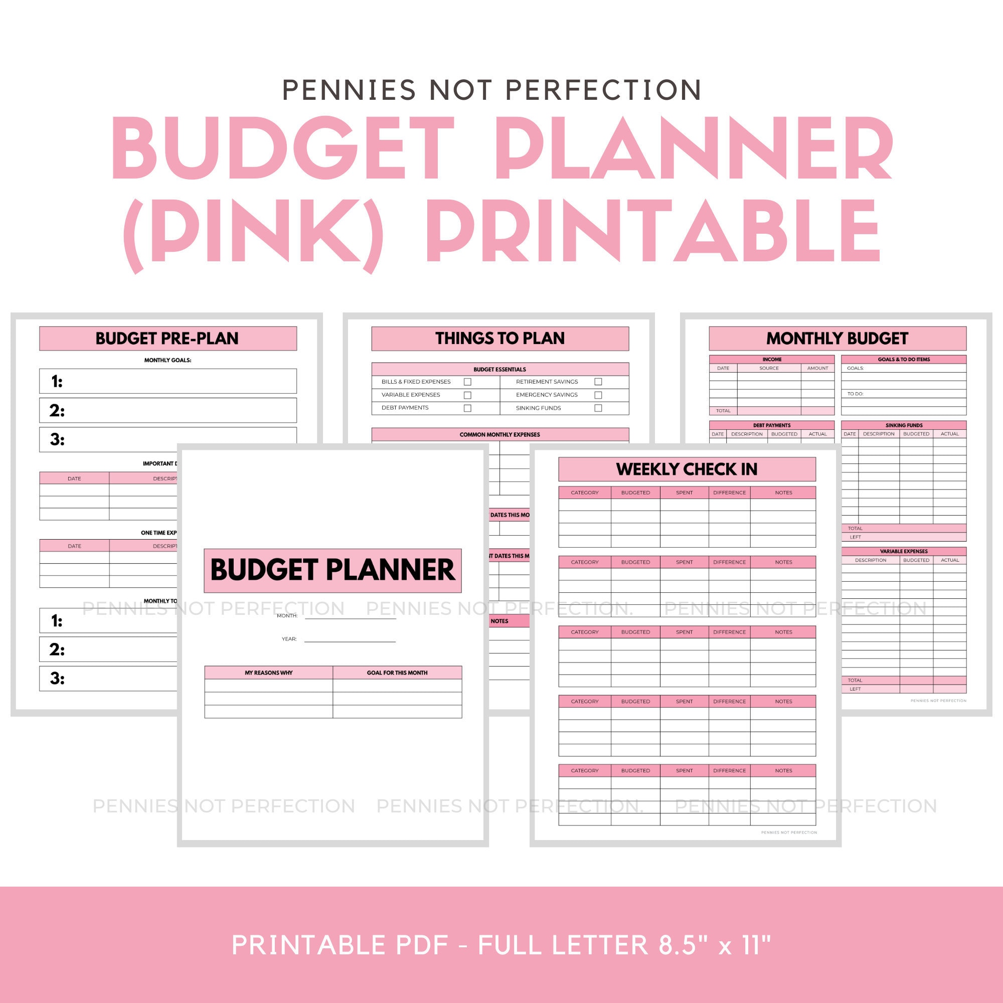 Pink Paycheck Budget Printable Paycheck to Paycheck Budget Planner PDF ...