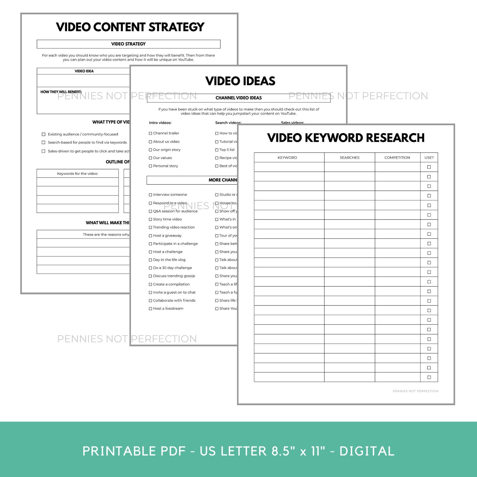 Youtube Video Ideas Planner Video Series Planner & Checklist - Etsy