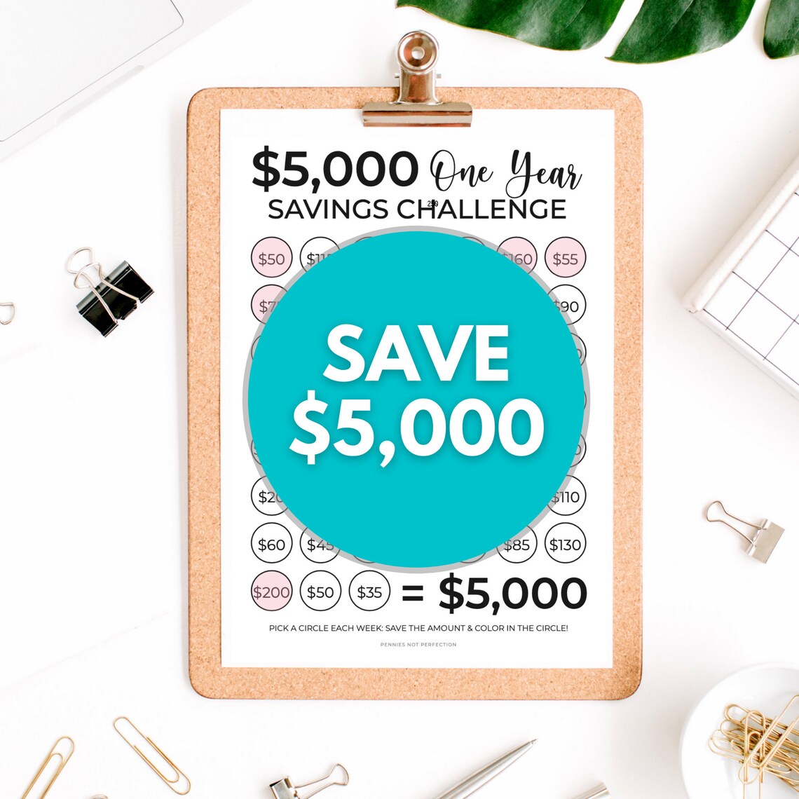 Money Saving Challenge Save 5000 Dollars in One Year 5000 - Etsy